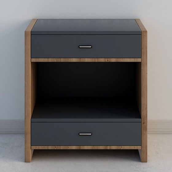 Urban Elegance Bedside Table 3D Model – Low Poly Wood Design