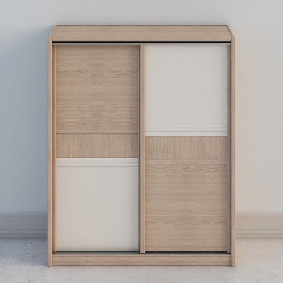 Stylish Minimalist Sliding Door Wardrobe 3D model