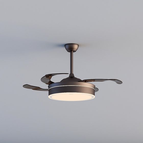 Stylish Low-Polygon Ceiling Fan Light 3D model