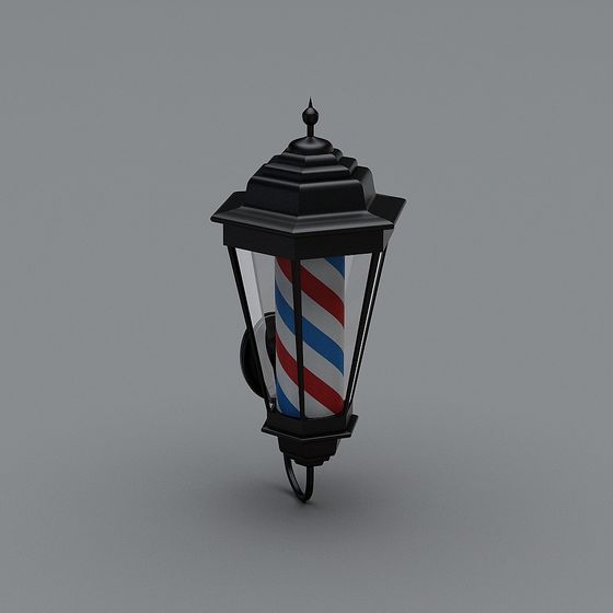 Vintage Barber Shop Sign Light 3D model