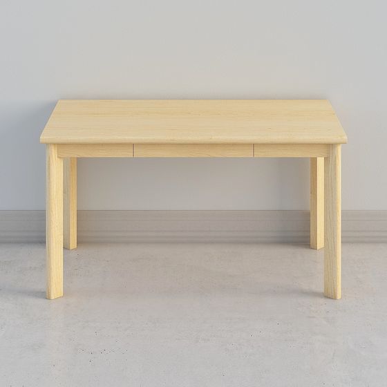 Low-Poly Wood Table 3D Model – Scandinavian Style