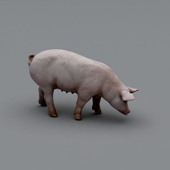 Realistic Low-Poly Pig 3D model