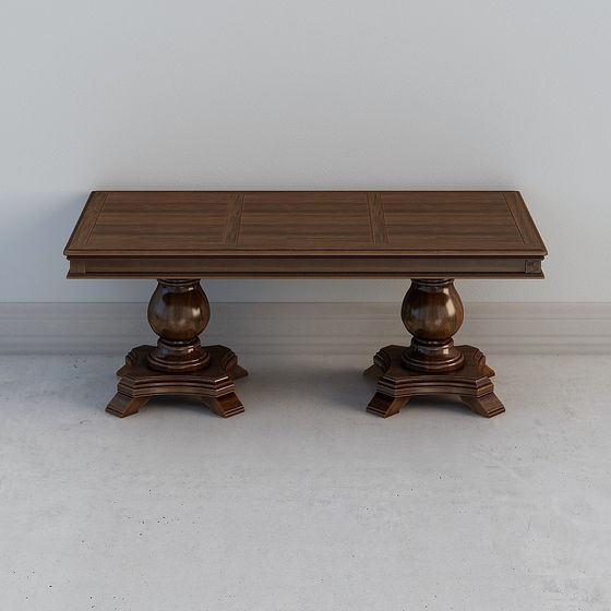 Vintage Style Dining Table 3D Model