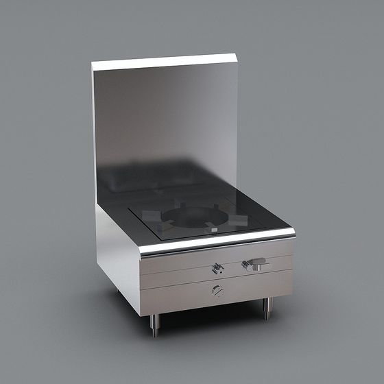 Modern Low-Poly Gas Stove 3D Model