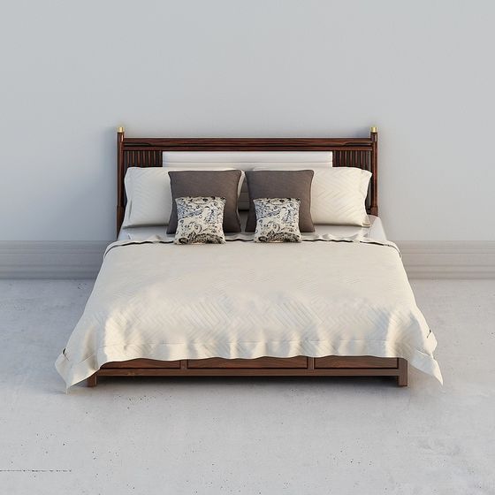 Artistic Low-Poly Bed Frame 3D model