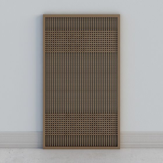 Geometric Grid Screen 3D Model – Wood Partition Design