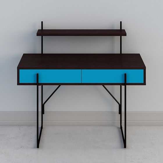 Chic Blue and Black Book Desk 3D Model
