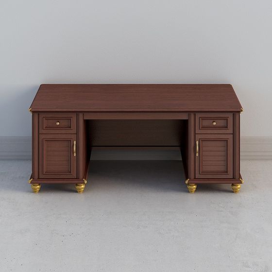 Elegant Classic Office Desk 3D model for Modern Workspaces