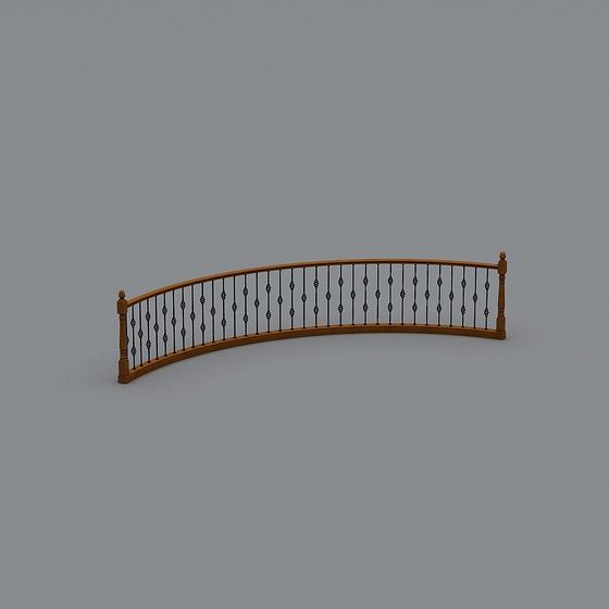 Curved Rail Low-Poly 3D Model