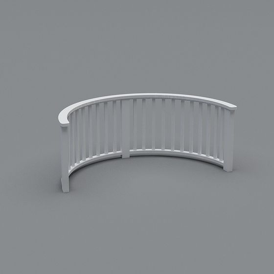 Curved Wooden Railing 3D model
