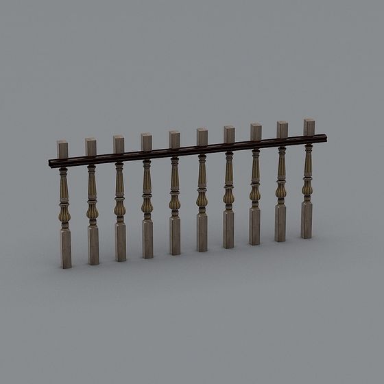 Elegant Classical Railing 3D model for Timeless Aesthetics