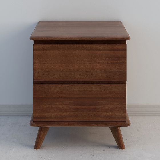 Vintage Style Nightstand 3D Model – Brown Wood Texture
