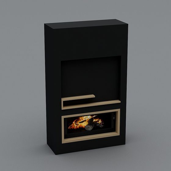 Stylish Low Poly Fireplace 3D model