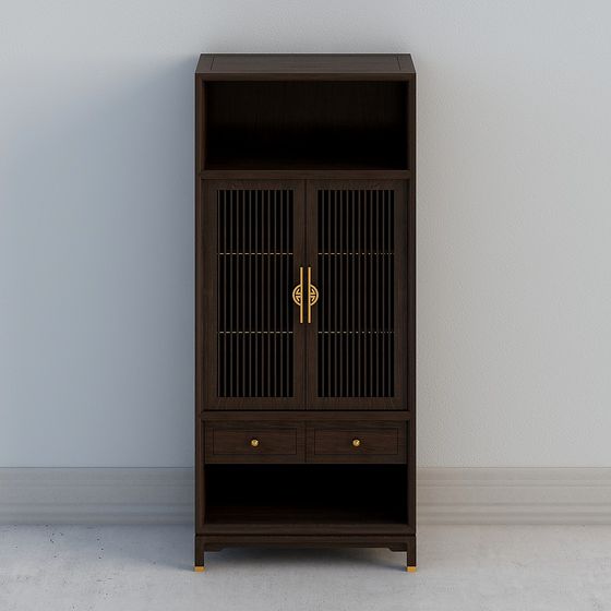 Elegant Chinese Style Bookshelf 3D Model