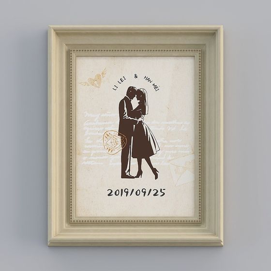 Retro Wedding Frame 3D model