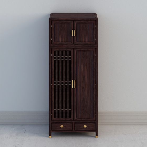Jingming Top Box Wardrobe 3D Model - Black