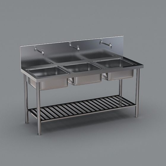 Stylish Low-Poly Kitchen Sink 3D Model