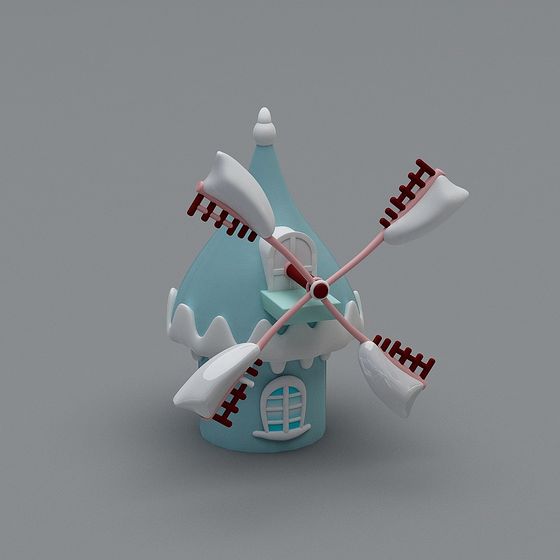 Whimsical Windmill Cottage 3D model