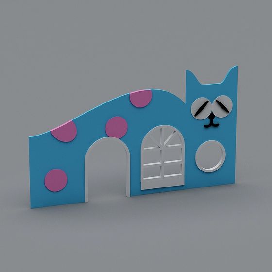 Blue Cat House 3D Model for Imaginative Spaces