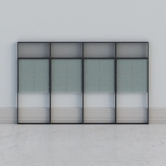 City Window Low Polygon 3D Model – Black Frame & Shutters