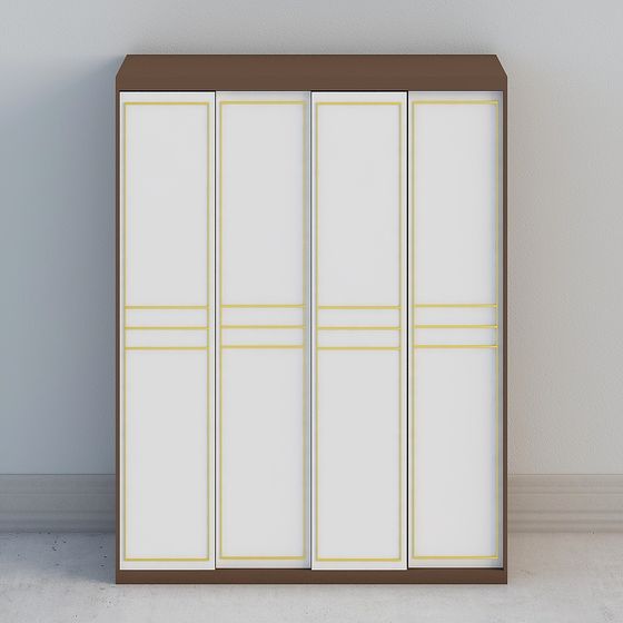 Elegant Minimalist Sliding Door Wardrobe 3D model
