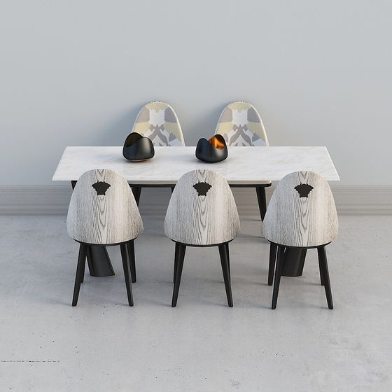 Urban Dining Table and Chair Set 3D model