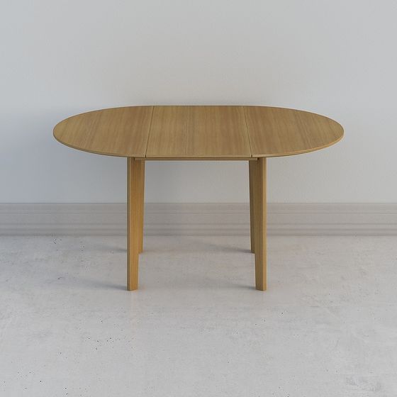 Stylish Expandable Round Table 3D Model – Low-Poly Wood