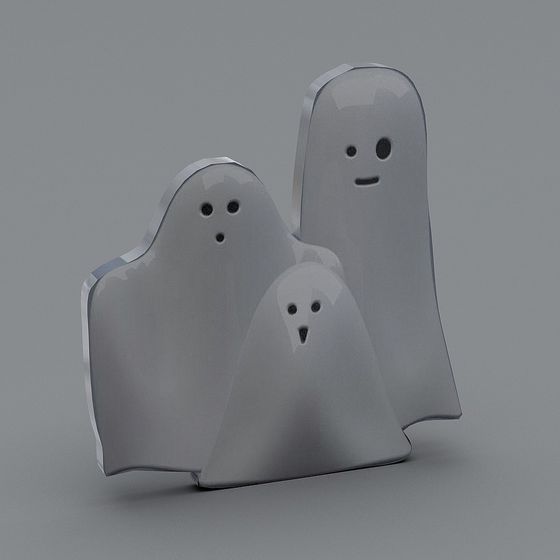 Modern Low-Polygon Ghost 3D model for Halloween