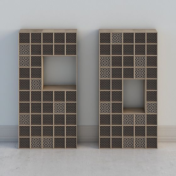 Artistic Grid Bookshelf 3D Model for Modern Interiors