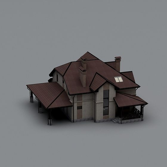 Charming Countryside Villa 3D Model – Rustic European Style