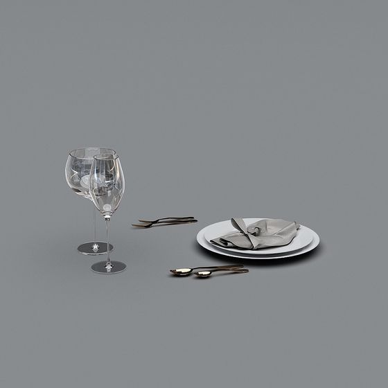 Elegant Low-Poly Tableware 3D model
