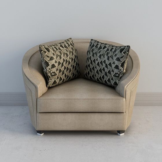 Elegant Low-Poly Leather Sofa 3D Model