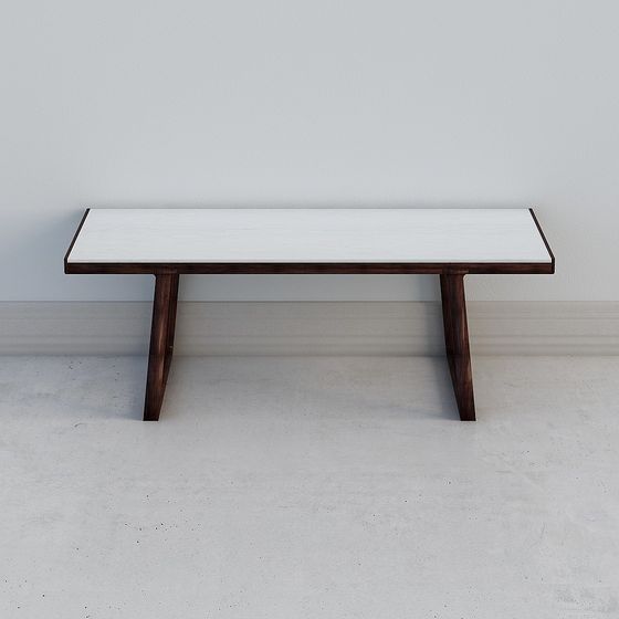 Urban Corner Long Table 3D Model – Minimalist Wood Texture