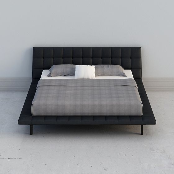 Sleek Low-Poly Bed Frame 3D Model for Modern Spaces