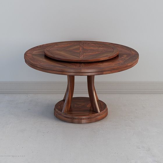 Low-Polygon Round Table 3D Model – Wooden Geometric Design