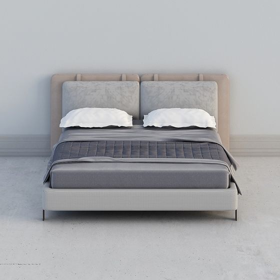 Modern Gray Bed Frame 3D model