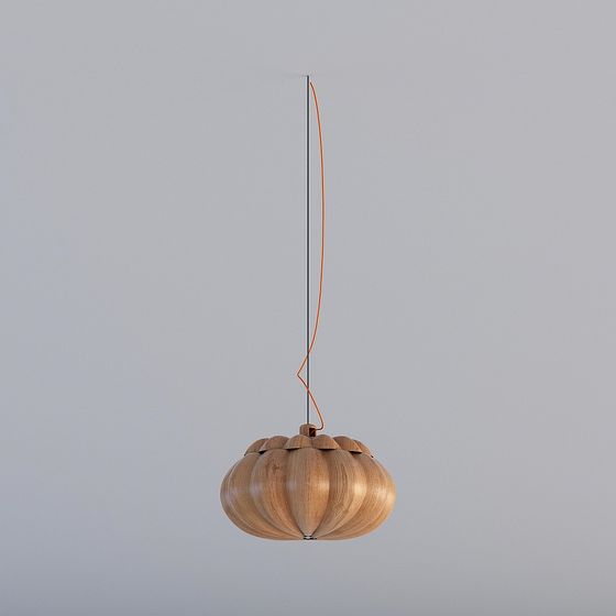 Stylish Low-Poly Pendant Lamp 3D Model – Wood Texture