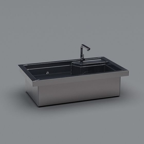 Stylish Low-Poly Kitchen Sink 3D model for Modern Spaces
