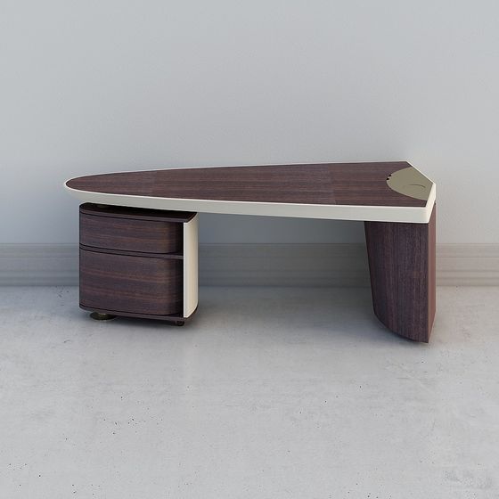 Streamlined Office Desk 3D Model – Minimalist Wood Design