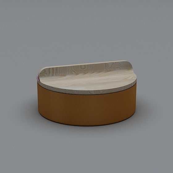 Elegant Low-Poly Wooden Box 3D Model – Wood & Leather