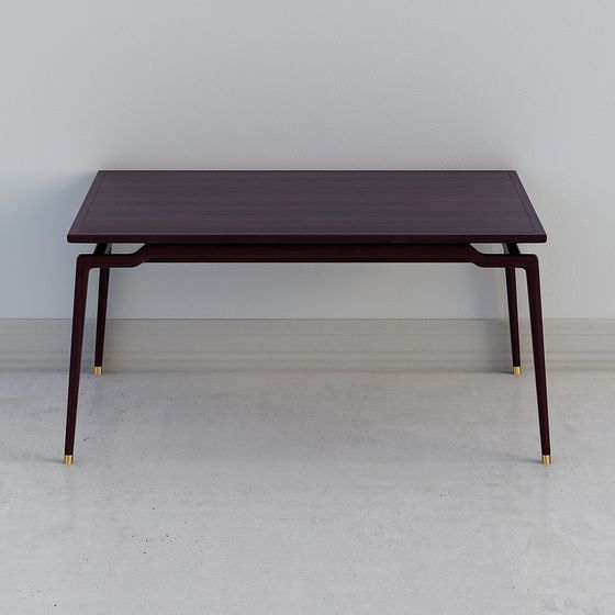 Urban Style Dining Table 3D Model – Rosewood & Metal