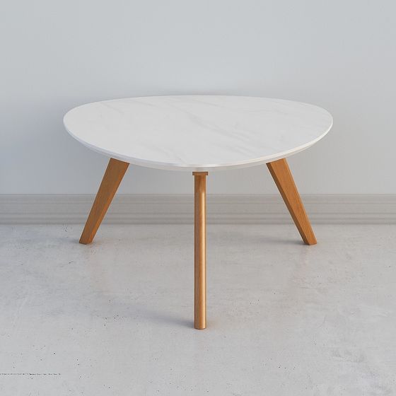 Stylish Low-Poly Round Table 3D Model – Marble & Wood