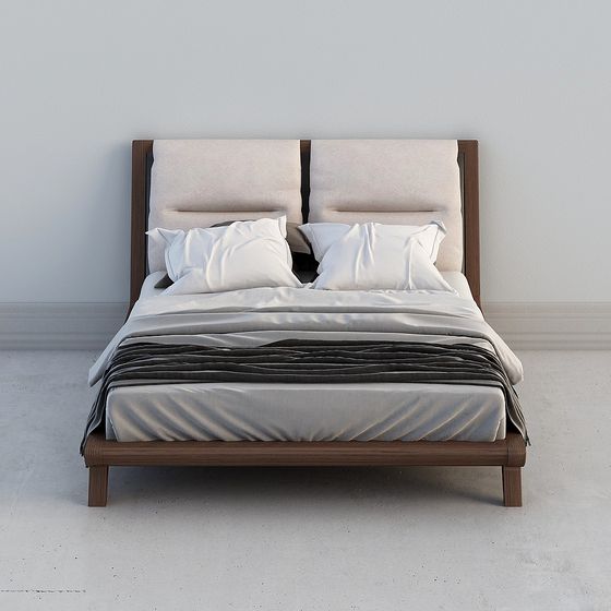 Stylish Low Poly Bed Frame 3D Model