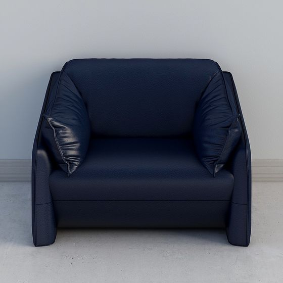 Elegant Deep Blue Leather Armchair 3D model