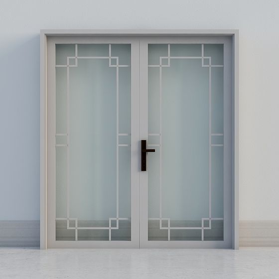 Elegant Double Door 3D Model with Modern and Classical Design