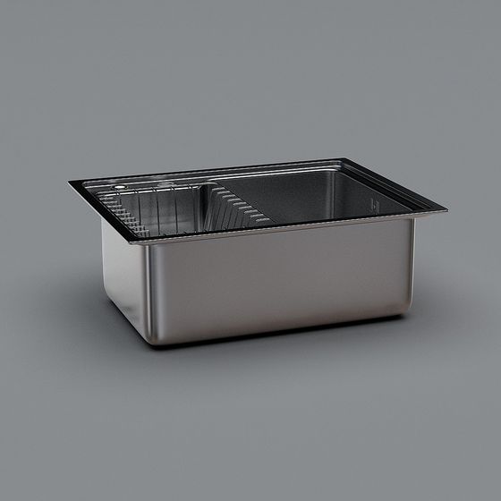 Stylish Low-Poly Stainless Steel Sink 3D model