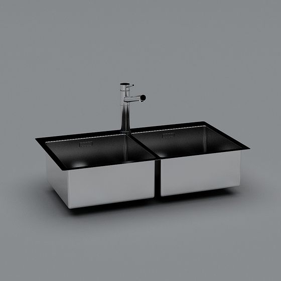 Modern Double Basin Kitchen Sink 3D model