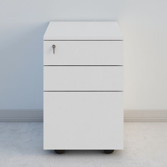 Minimalist Mobile File Cabinet 3D Model – Low-Poly Office Storage