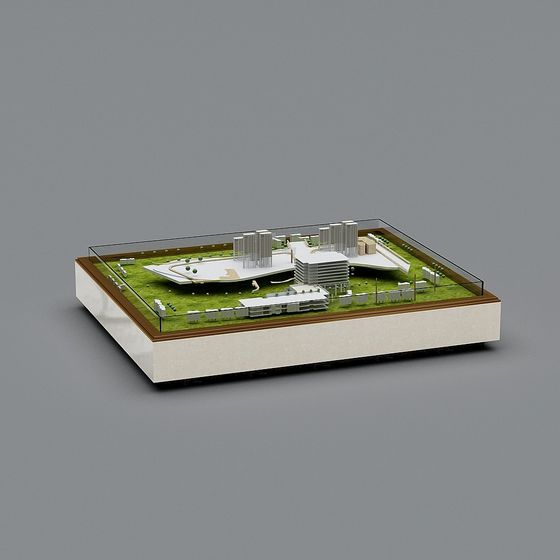 Modern Urban Oasis 3D Model – Low-Poly Skyscraper Scene