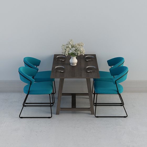 Urban Dining Table & Chairs Set 3D model